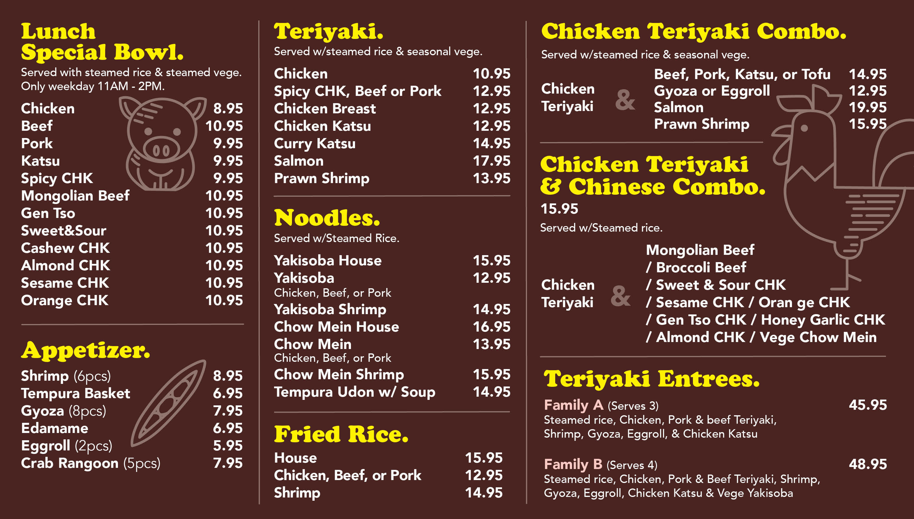 Menu | Joy Teriyaki of Tacoma - 6th Ave