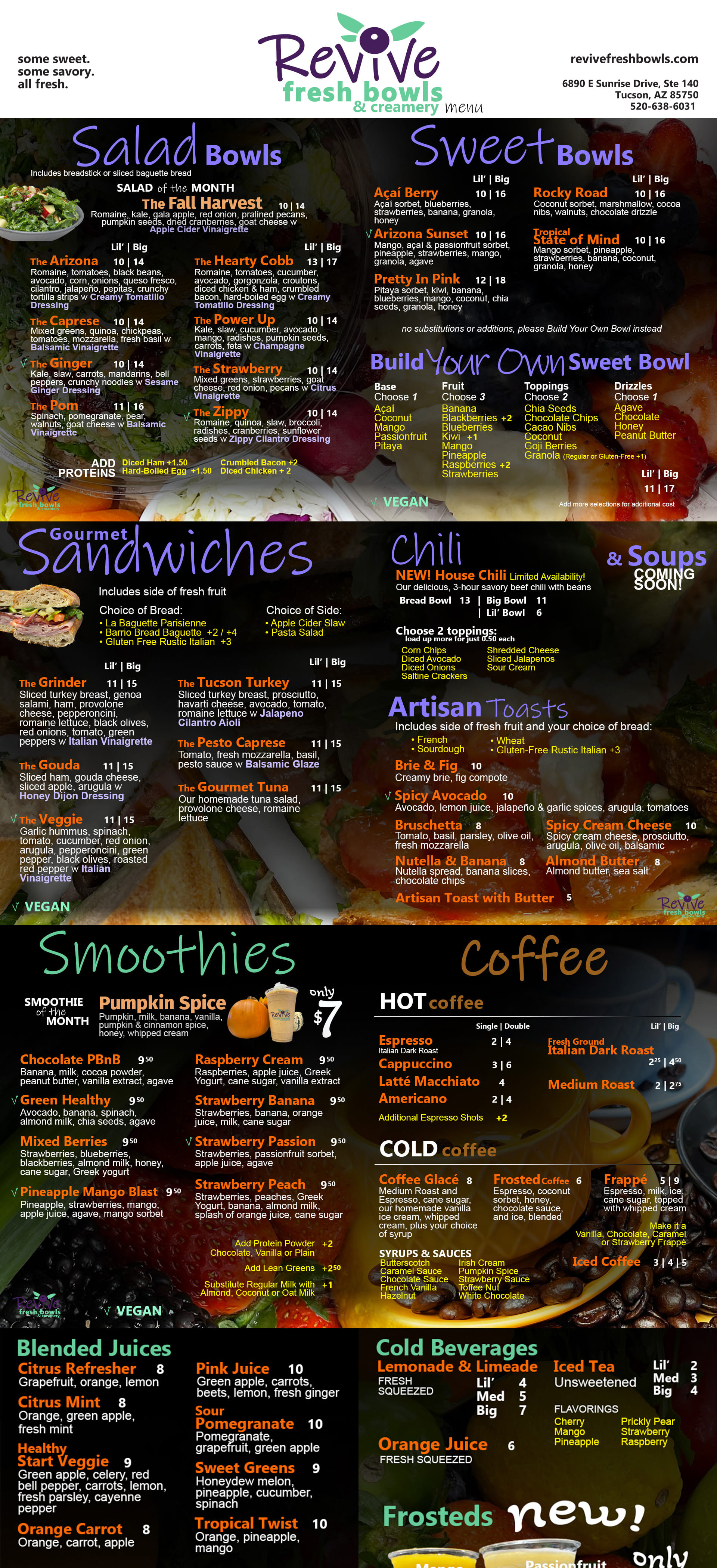 Menu | Revive fresh bowls & creamery